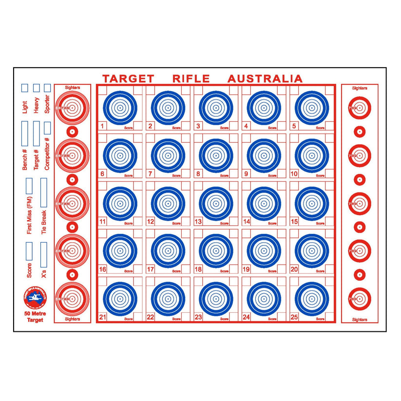 50m TRA WRABF Rimfire Target (125 Pack) – Target Rifle South Australia Inc.